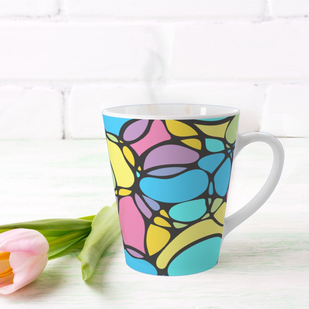 12 Oz Graffiti Latte Mug, 12 Oz Fluorescent Coffee Cup, Abstract ...