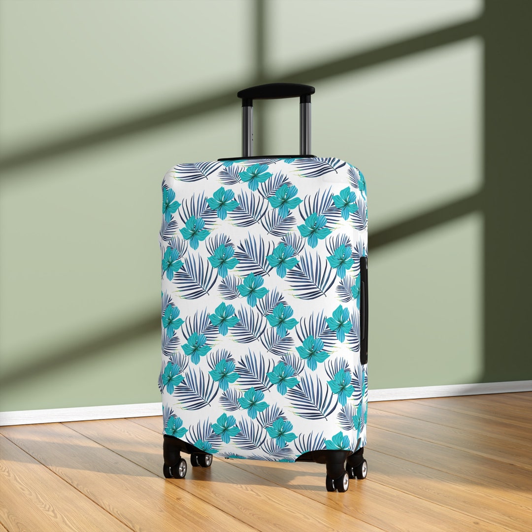 Blue Tropical Hawaiian Hibiscus Flowers Luggage Protector, Flowers and ...