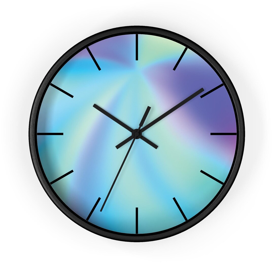 Colorful Blue-green Wall Clock, Silent Clock, Bright Blue Face Clock ...