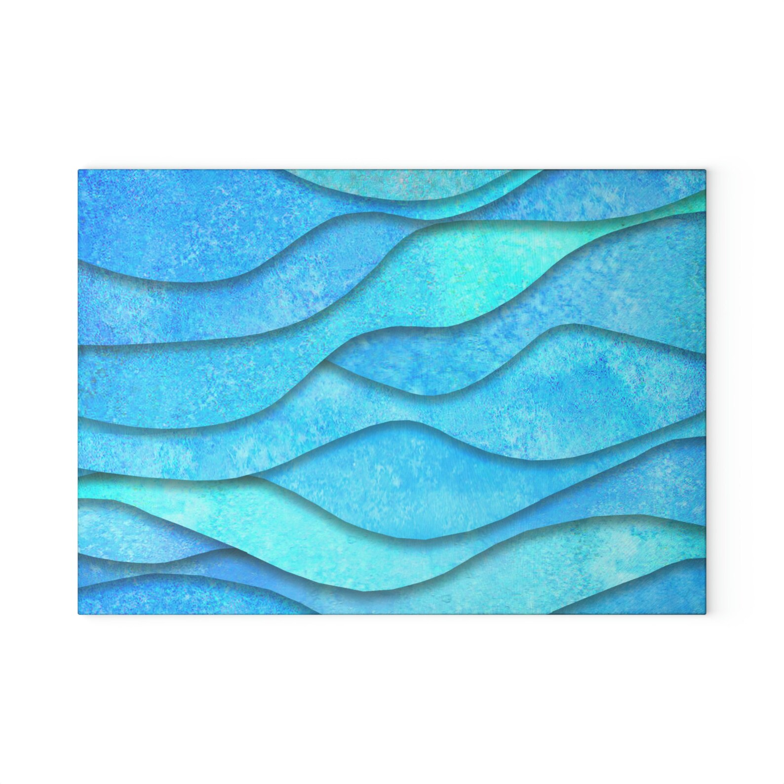 Blue and Green Ocean Waves Cutting Board, Sea Waves Abstract Tempered ...