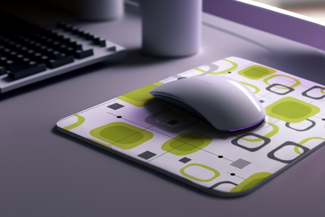 Mid-century Modern Mouse Pad, Chartreuse Black Gray, Geometric, Retro ...