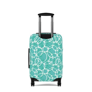 Aqua and White Abstract Bubbles Luggage Cover, Boho Suitcase Protector ...
