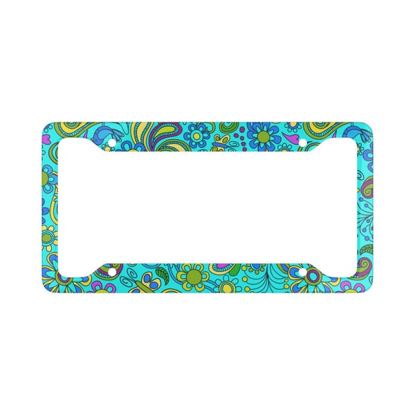 Psychedelic Flowers License Plate Frame - Etsy