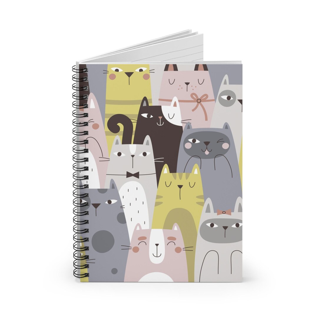 Cute Cartoon Cats Journal, Kawaii Cat Notebook, Cute Kitty Diary, Ruled ...