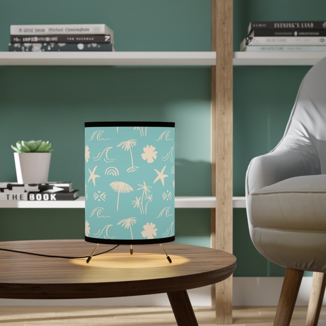 Ocean Beach Print Table Lamp, Tropical Beach House Gift, Coast Table ...