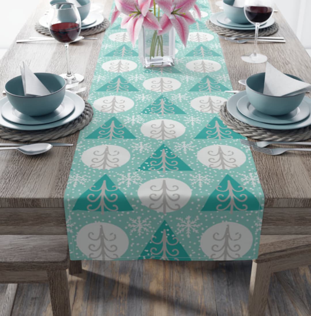 Mid-century Modern Christmas Table Runner, Retro Holiday Table Decor ...