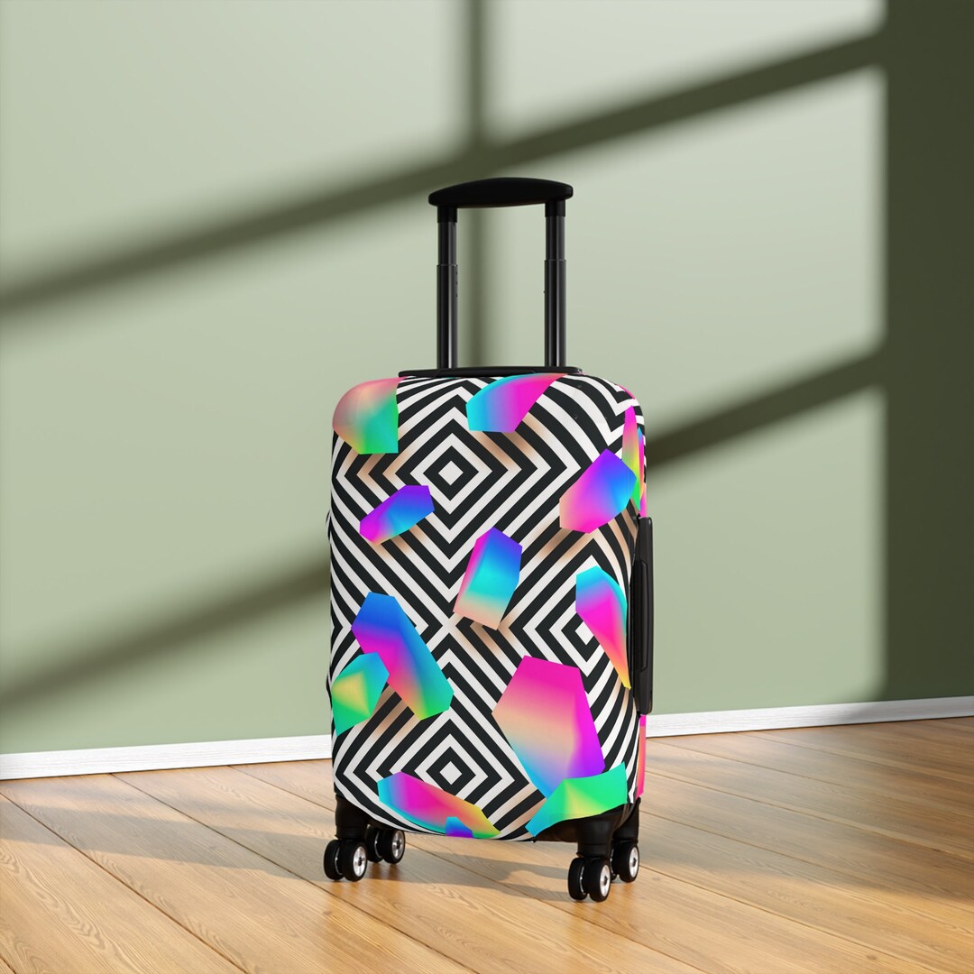 3D Multi-colored Psychedelic Prism Luggage Cover, Neon Colors, Hypnotic ...