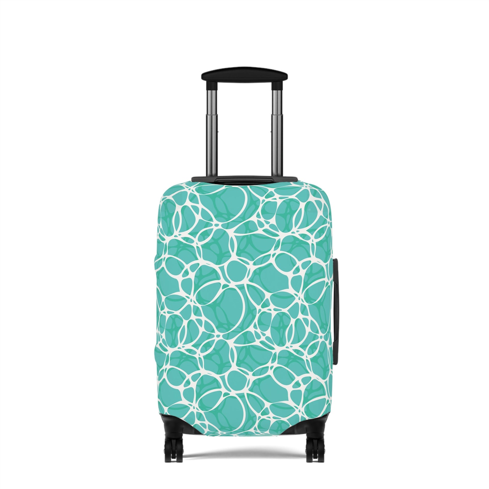 Aqua and White Abstract Bubbles Luggage Cover, Boho Suitcase Protector ...