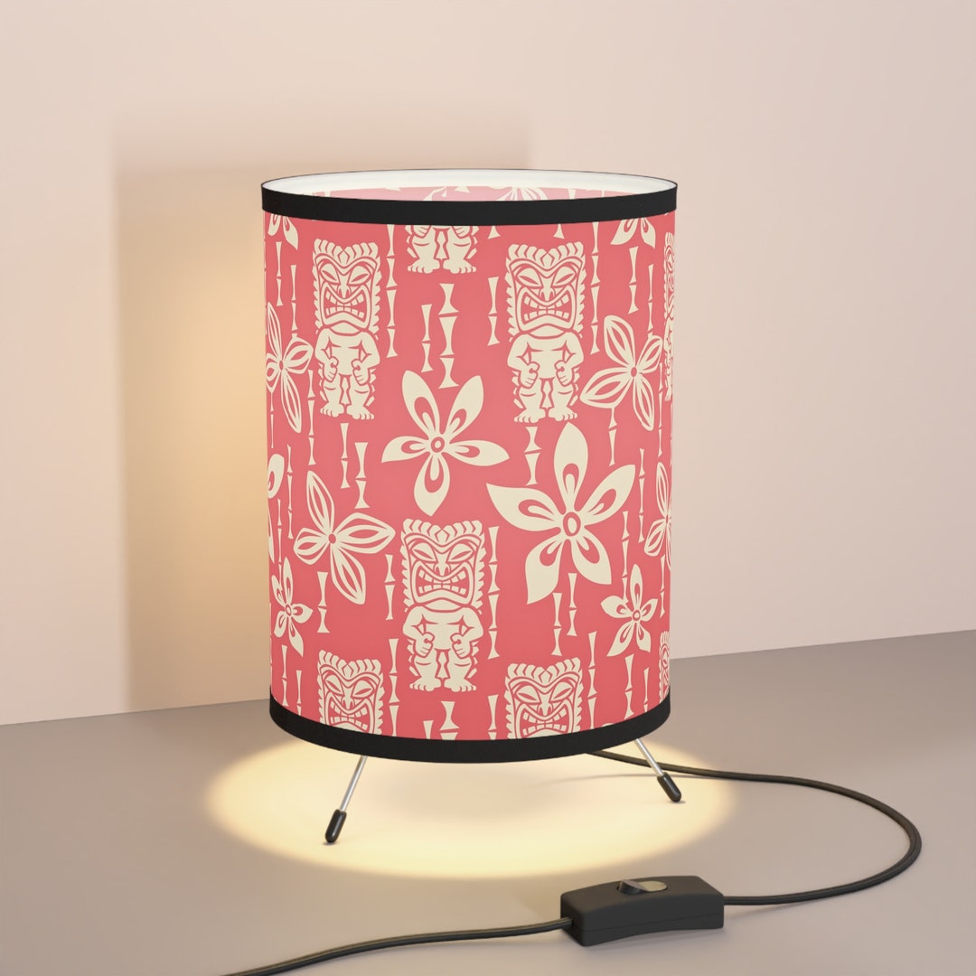 Retro Red Tiki Bedroom Lamp, Tiki Table Lamp, Tropical Tiki Heads and ...
