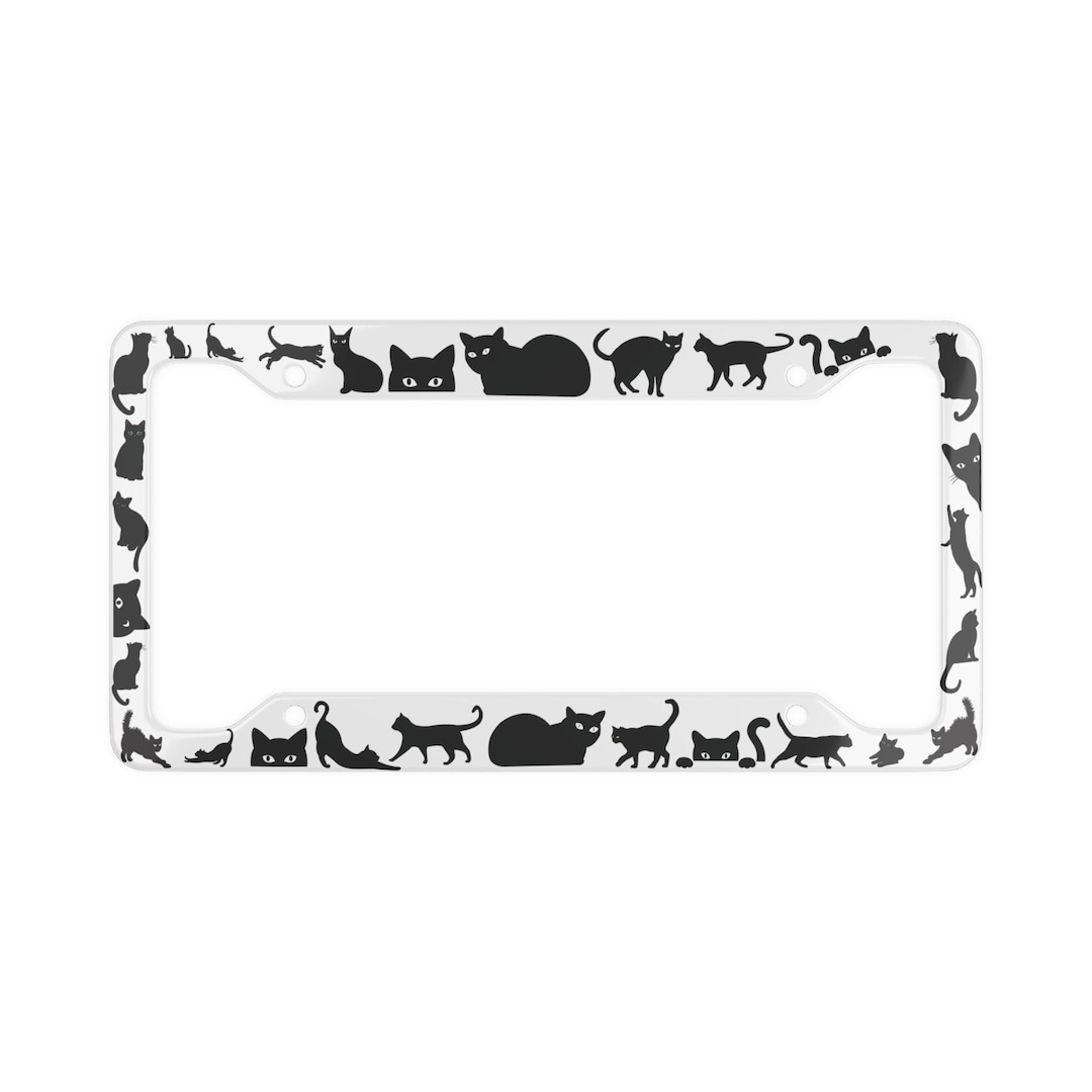 Cute Black Cats License Plate Frame, Cat Lover Gift, Cat Theme Car ...
