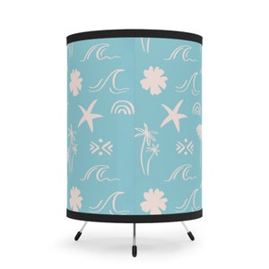 Ocean Beach Print Table Lamp, Tropical Beach House Gift, Coast Table ...