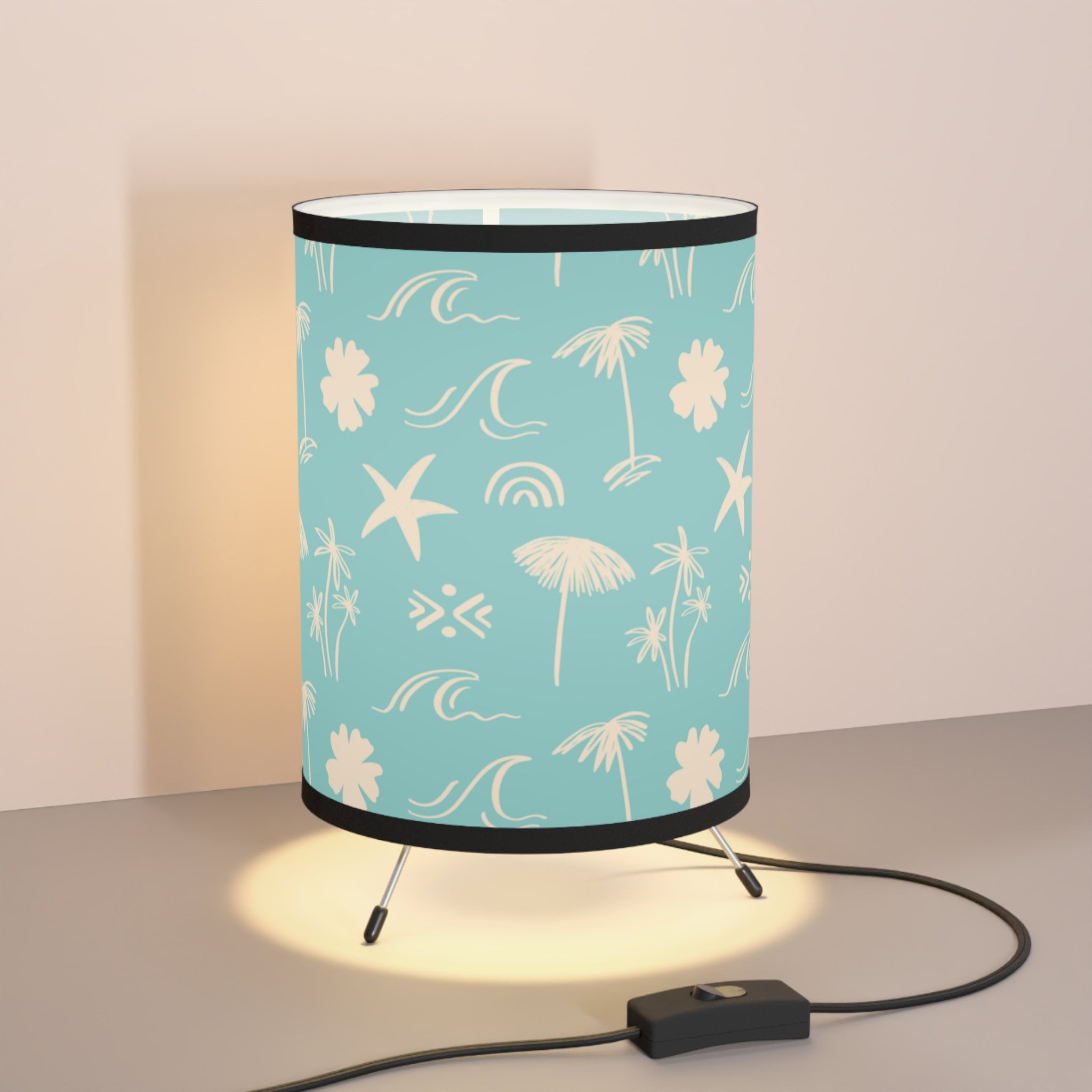 Ocean Beach Print Table Lamp, Tropical Beach House Gift, Coast Table ...