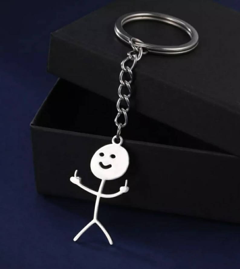 Middle Finger Keychain, Novelty Keychain, Funny Keychain, Stick Figure ...