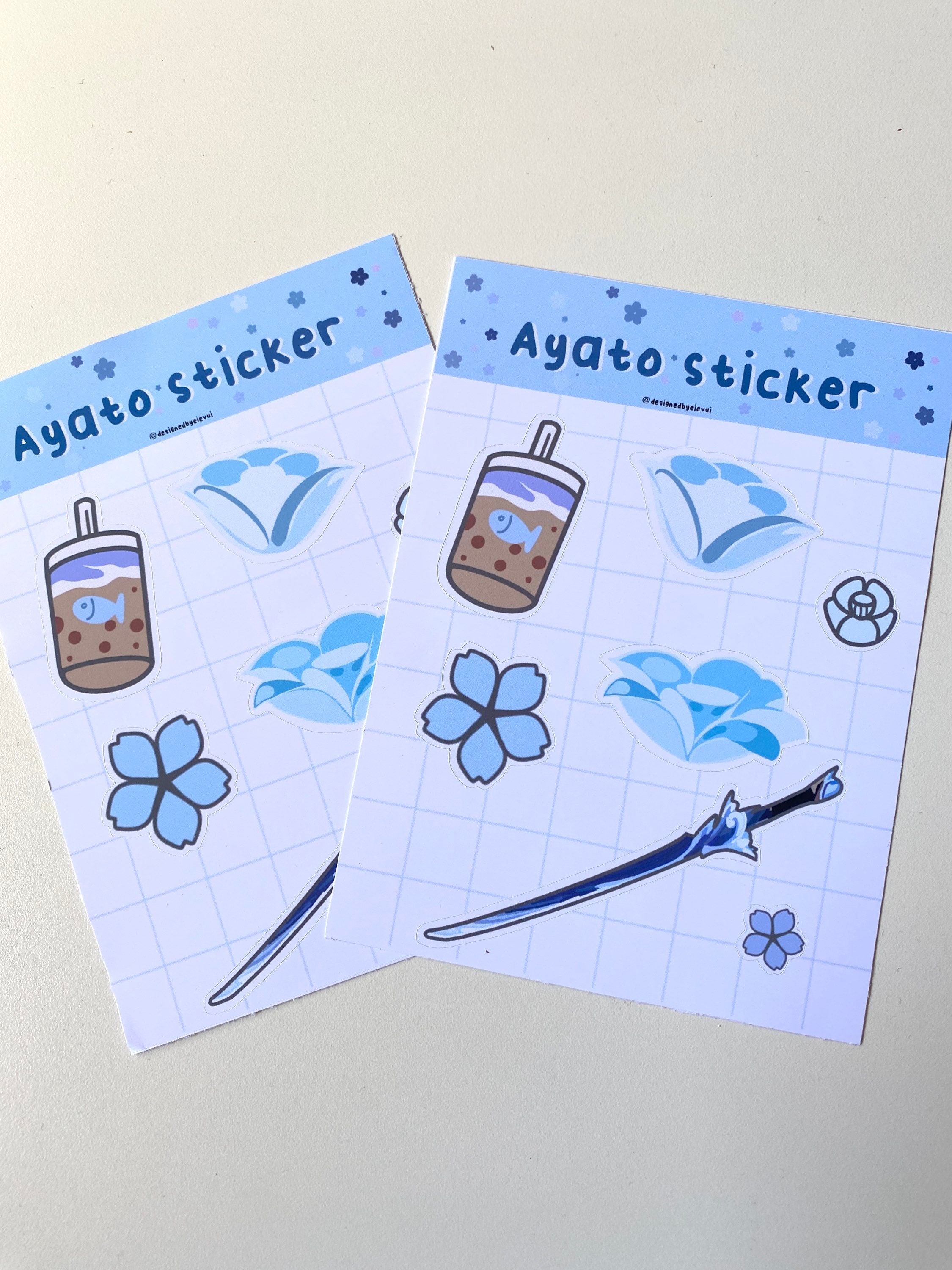 Genshin Impact Ayato Inspired Sticker Sheet Sticker - Etsy