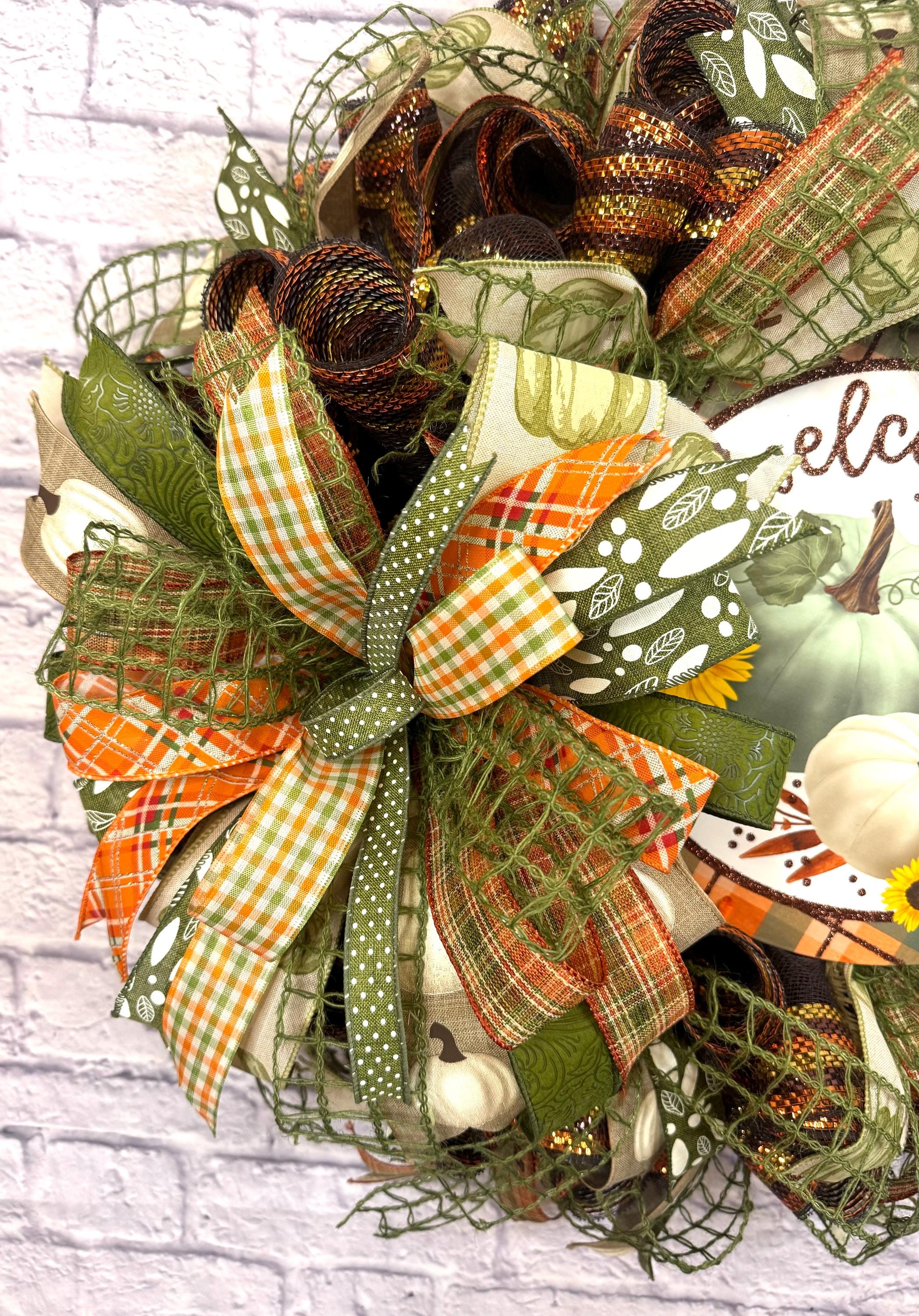 Fall Pumpkin Wreath, Fall Welcome Wreath, Autumn Pumkin Wreath, Autumn ...