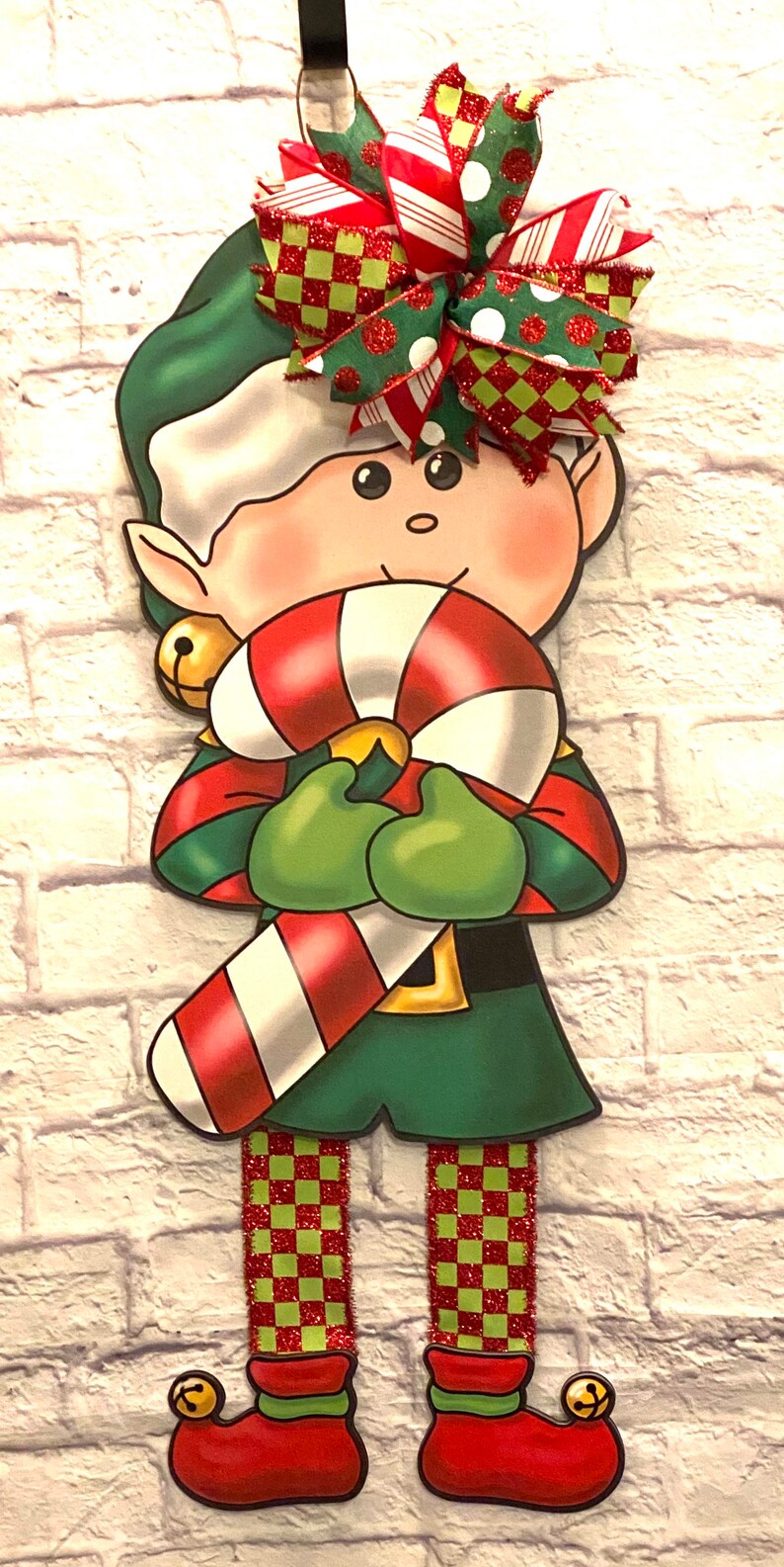 Christmas Elf Door Hanger: Red & Green Holiday Decor - Etsy