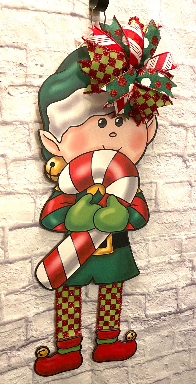 Christmas Elf Door Hanger: Red & Green Holiday Decor - Etsy