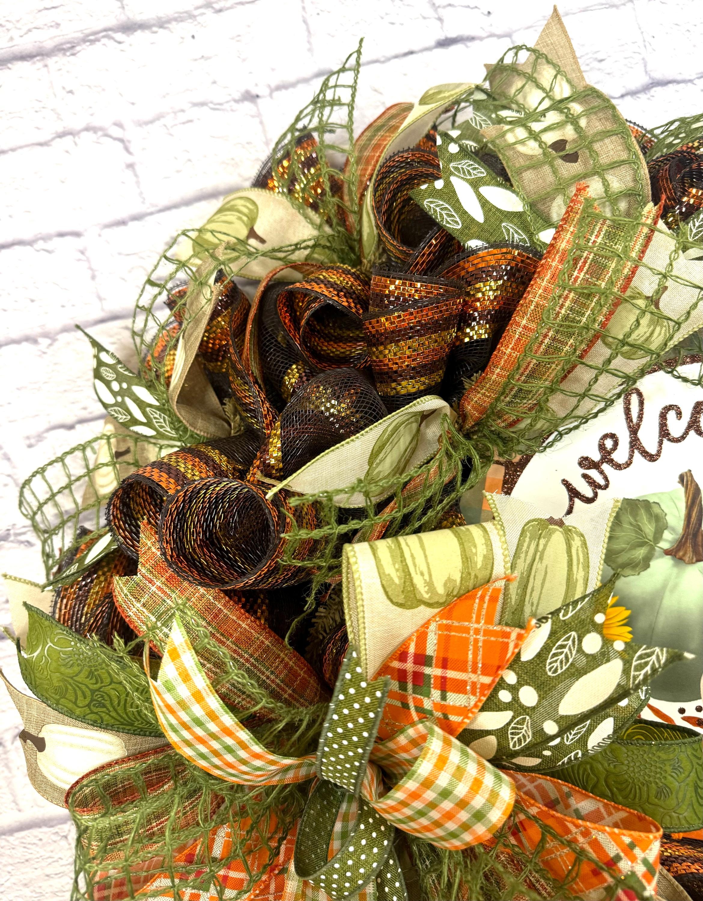 Fall Pumpkin Wreath, Fall Welcome Wreath, Autumn Pumkin Wreath, Autumn ...