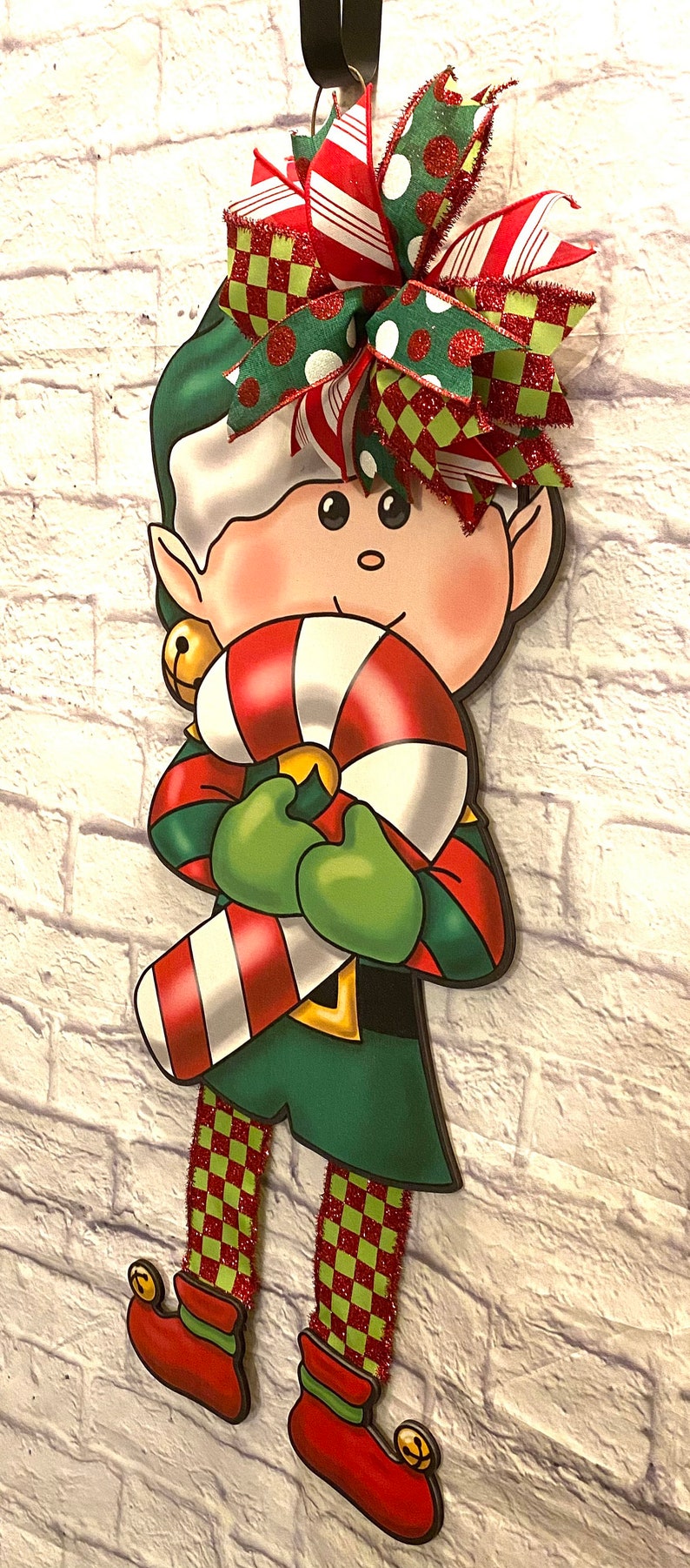 Christmas Elf Door Hanger: Red & Green Holiday Decor - Etsy