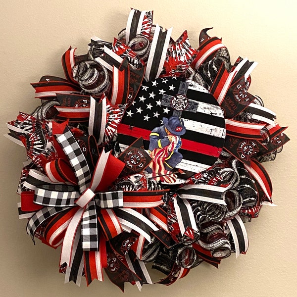 Firefighter Wreath - Etsy