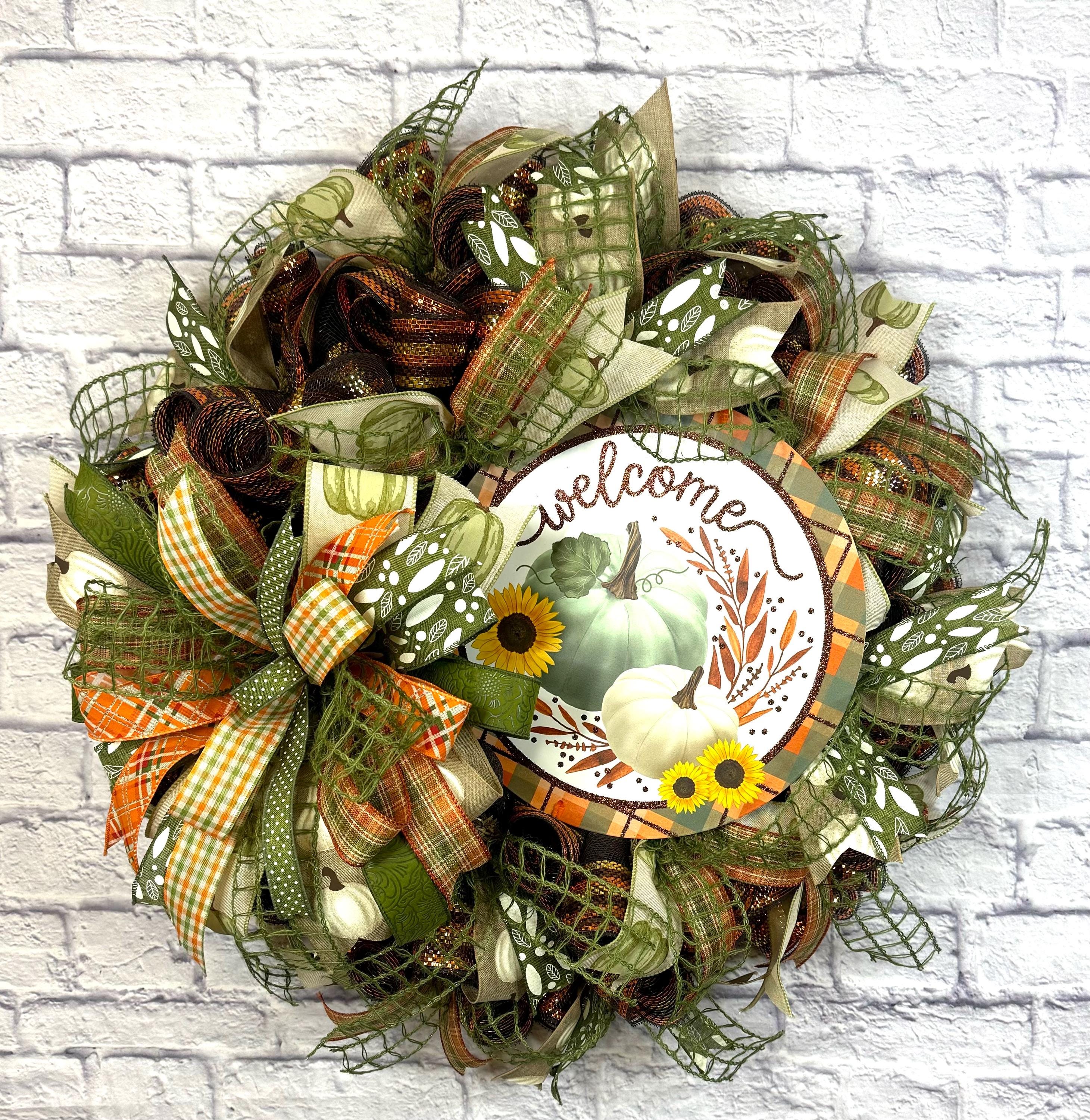 Fall Pumpkin Wreath, Fall Welcome Wreath, Autumn Pumkin Wreath, Autumn ...