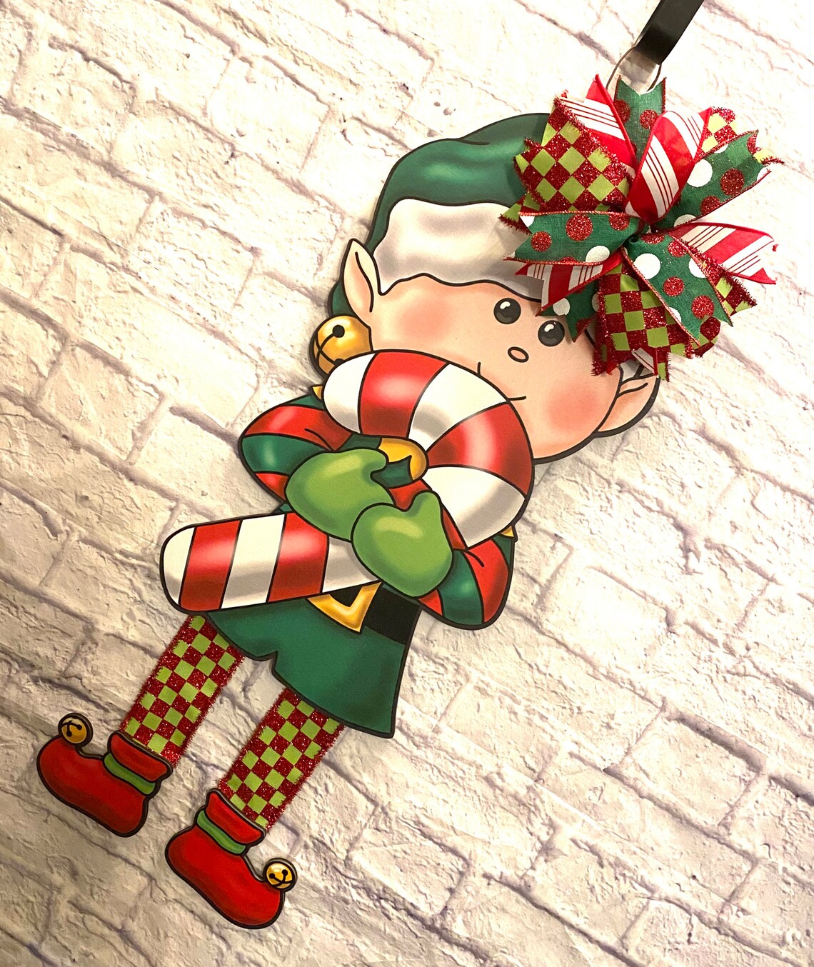 Christmas Elf Door Hanger: Red & Green Holiday Decor - Etsy