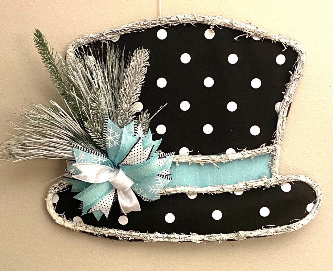 Winter Snowman Hat Door Hanger, Winter Snowman Hat Decoration for Porch ...