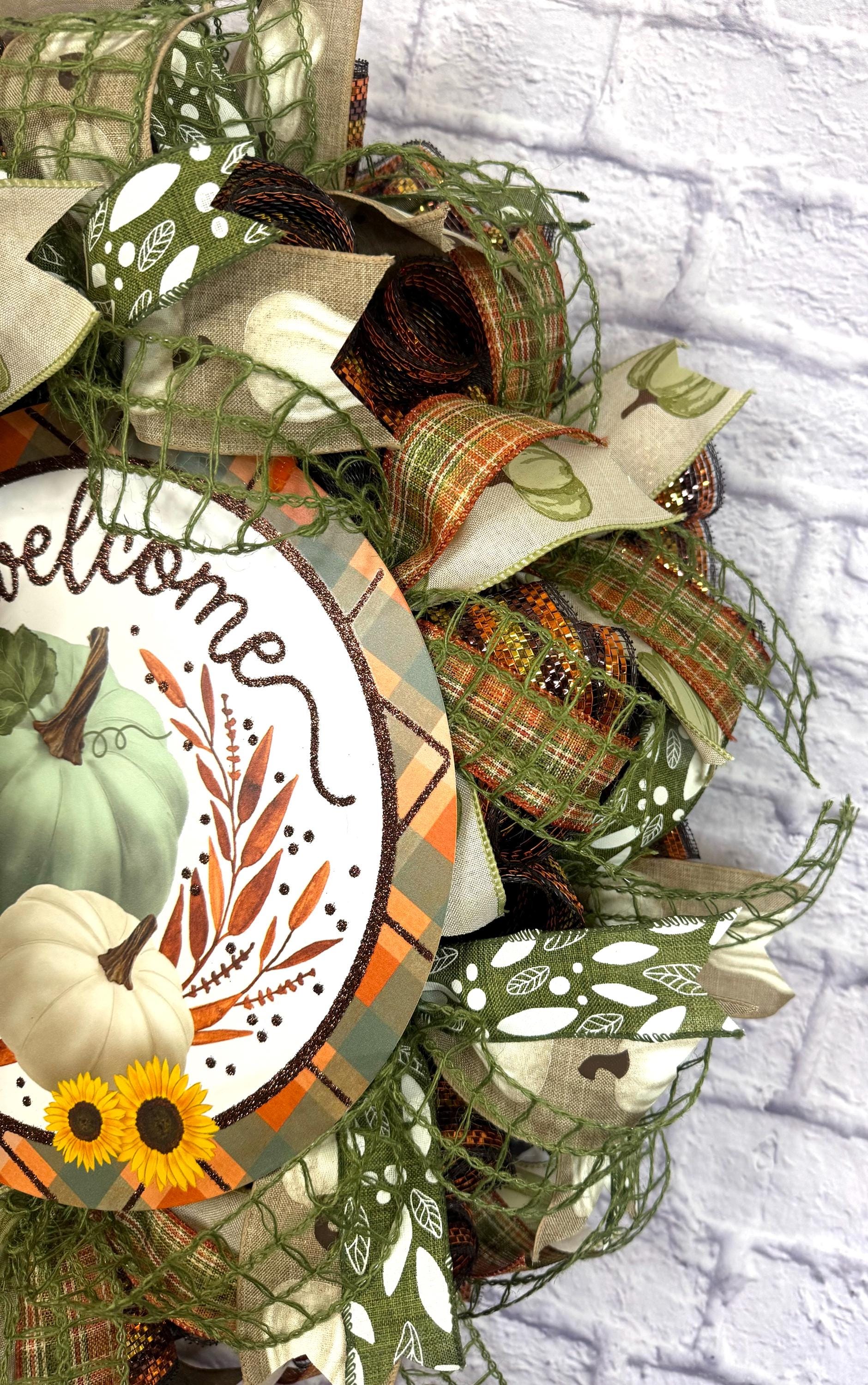 Fall Pumpkin Wreath, Fall Welcome Wreath, Autumn Pumkin Wreath, Autumn ...