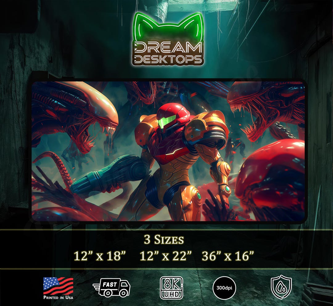 Metroid Vs Aliens Desk Mat Anime Custom Design, Desk Pad, Desk Mat ...