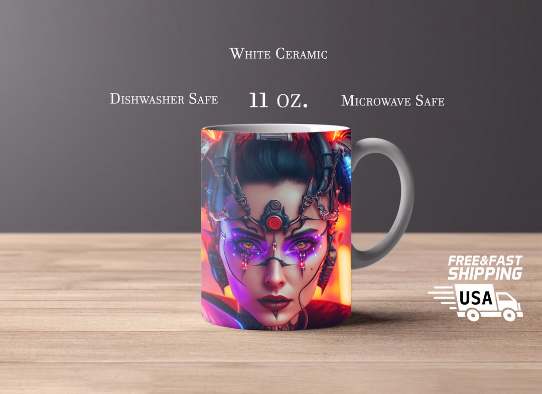 Cyberpunk Girl Coffee Mug Fantasy Coffee Mug 11oz Ceramic - Etsy