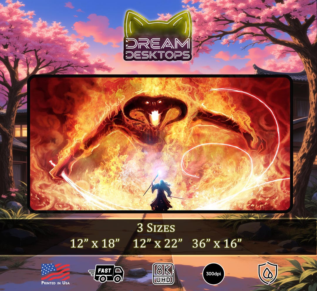 Balrog Battle Desk Mat With Glamorous Design, Office Decor, Gaming ...