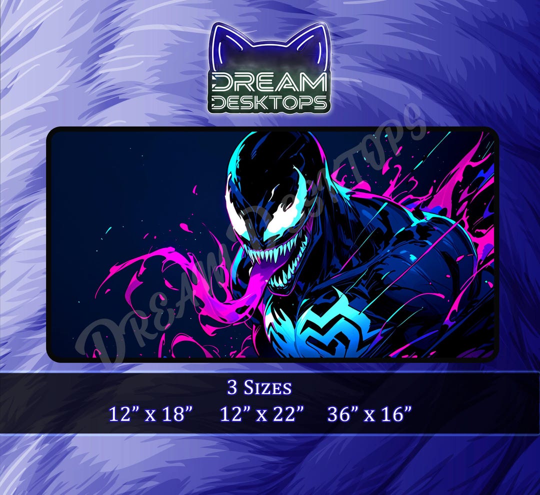 Superhero Venom Anime Desk Mat - Neoprene Mousepad - Non-slip - 3 Sizes ...