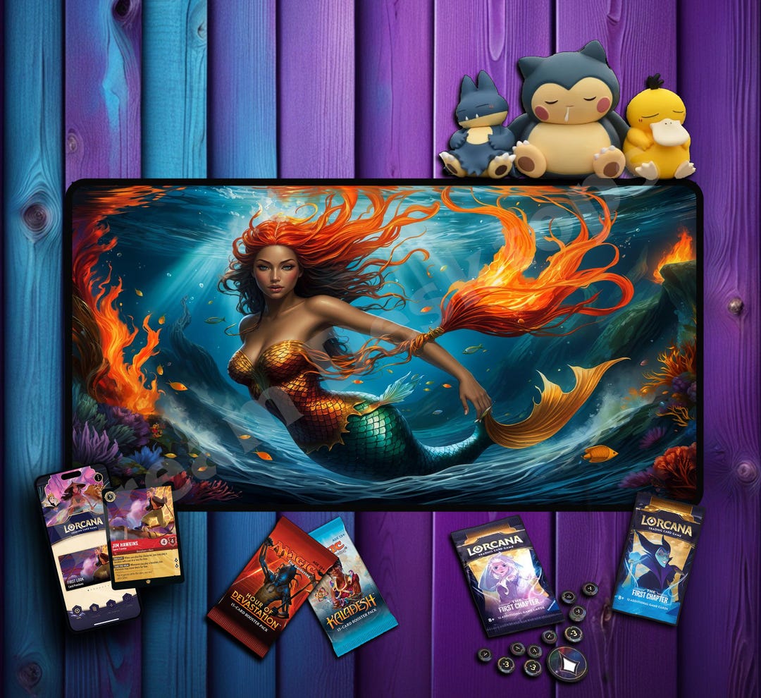 Mermaid Playmat Fantasy Sci-fi Anime Desk Mat, Gaming Mouse Pad for ...