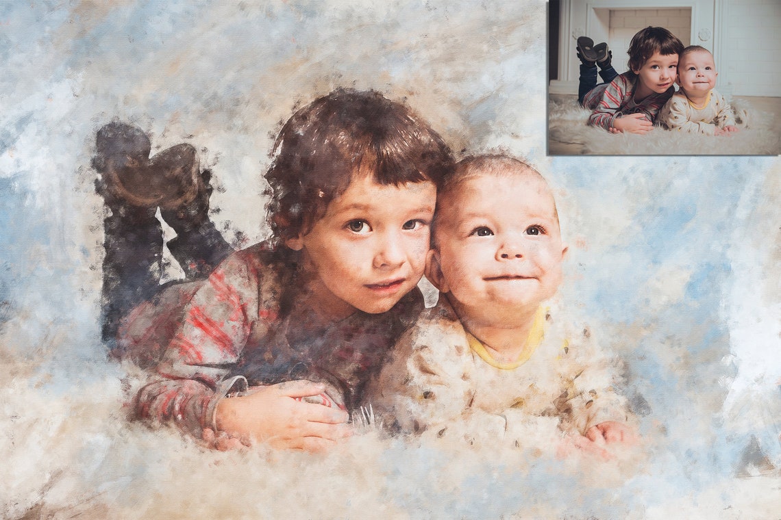 Oil Painting Family Portrait From Merging Multiple Photos, Personalised ...