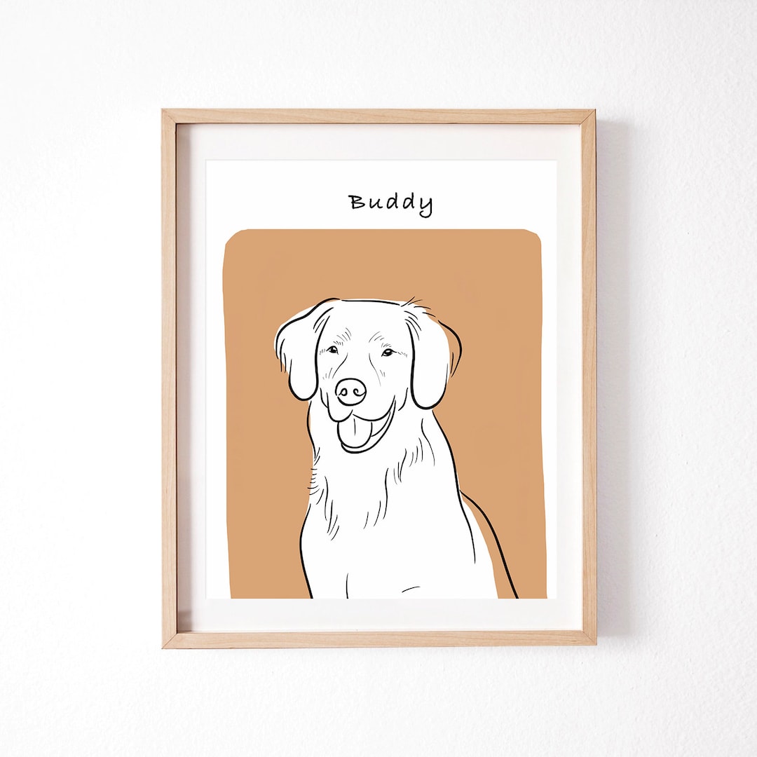 Personalized Pet Line Drawing, Memorial Dogs Illustration, Dog and Cat ...