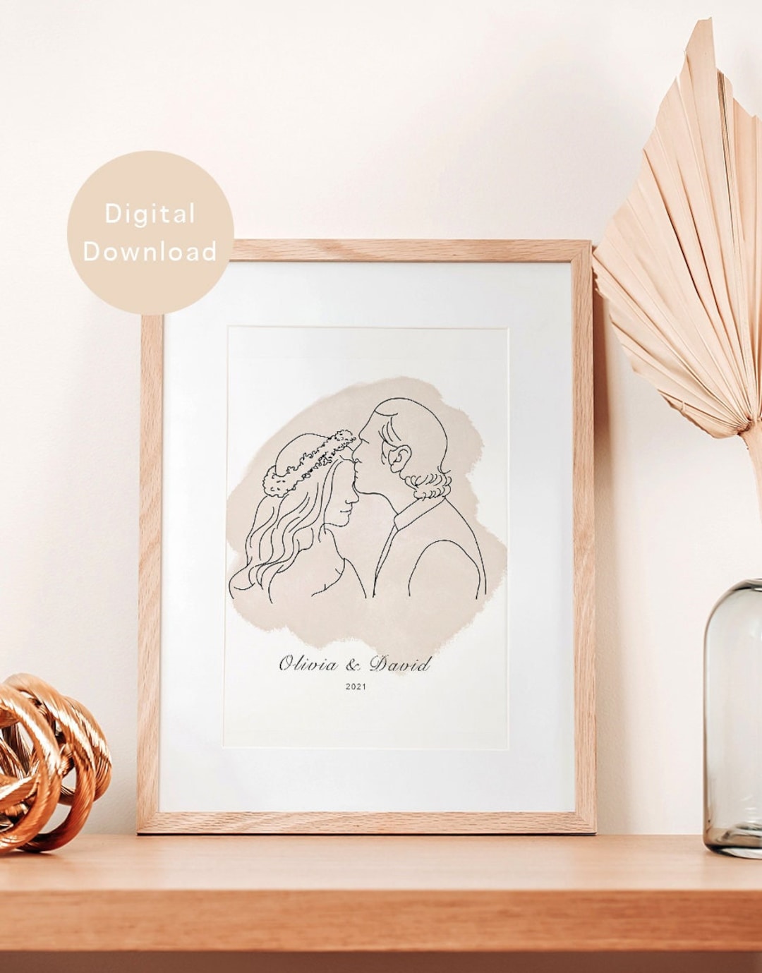 Custom Couple Drawing Line Art , Couple Illustration, Anniversary Gift ...