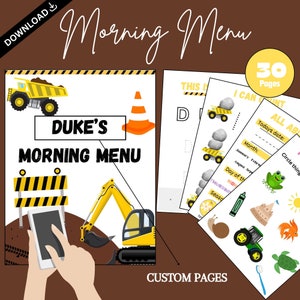 Construction Morning Menu - Etsy