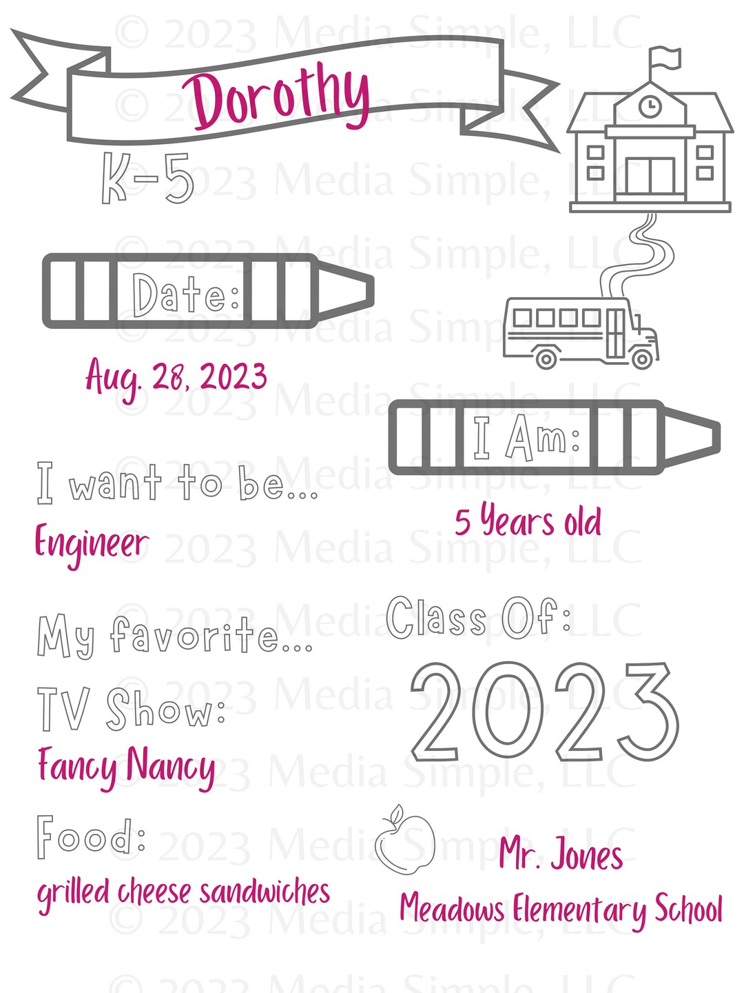 Print 'ems: Back to School Coloring Page - Etsy