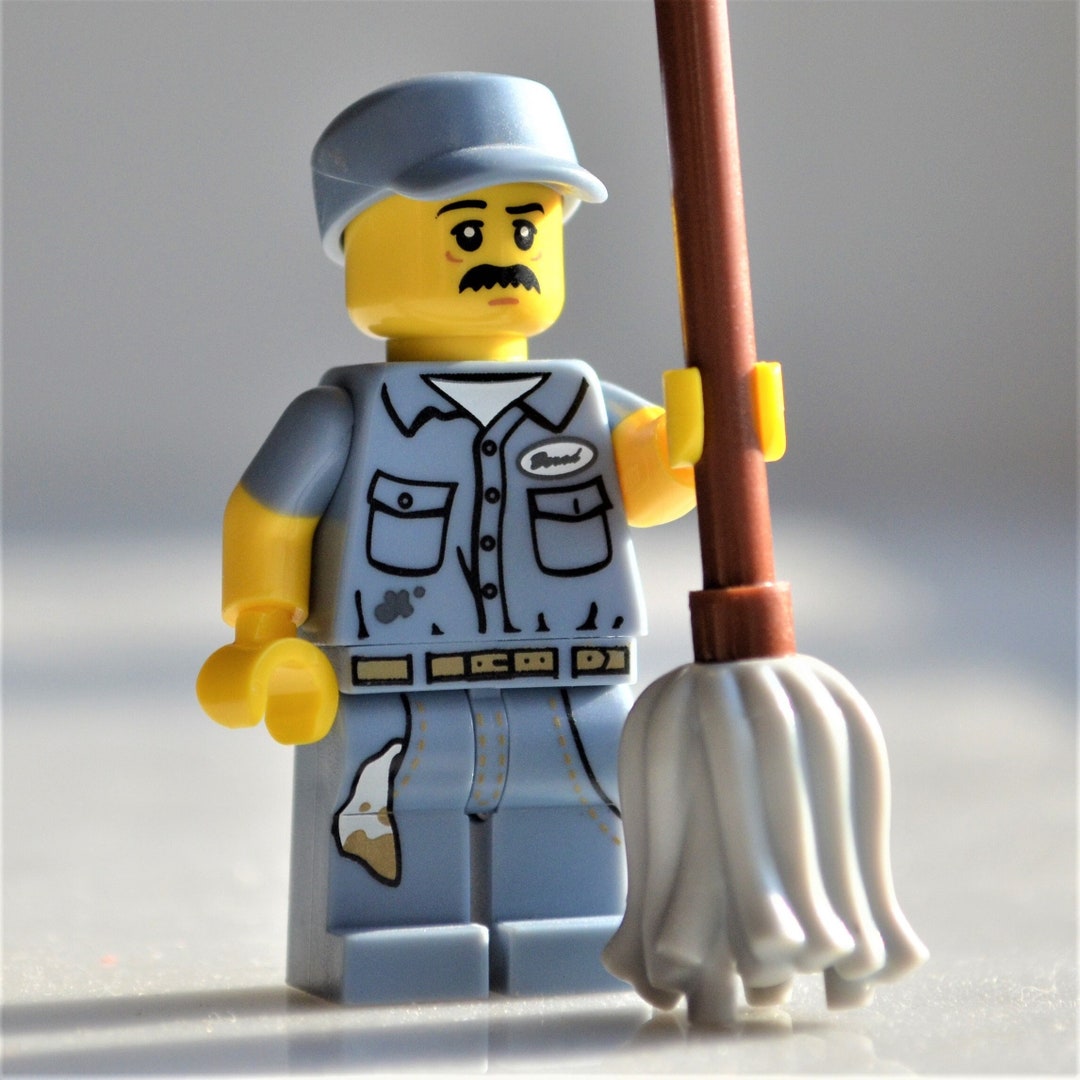 Janitor Genuine LEGO® Minifigure / With Mop / Custodian Porter Cleanser ...