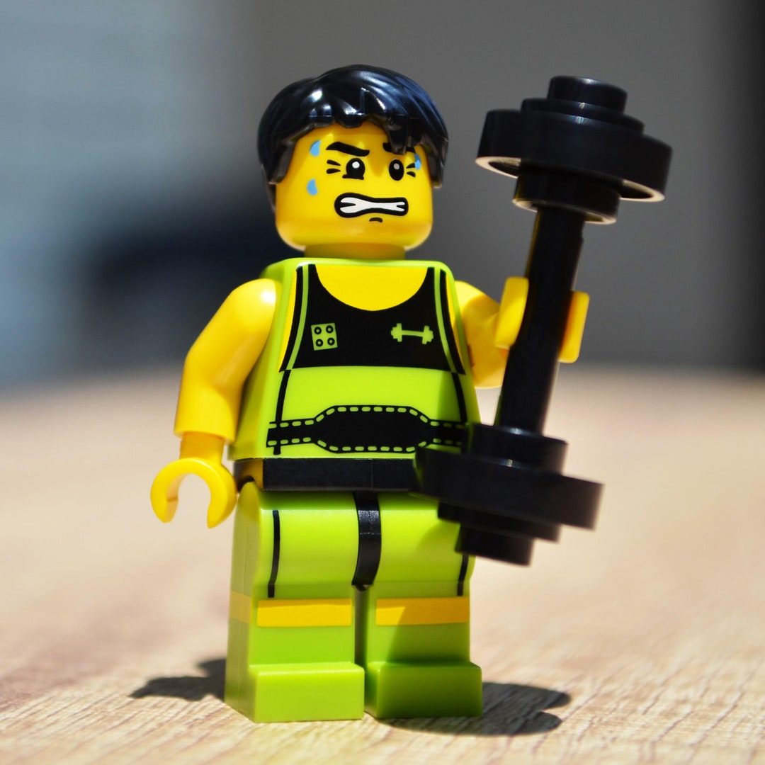 Weightlifter - Genuine LEGO® Minifigure / With Barbell Dumbbell Weights ...