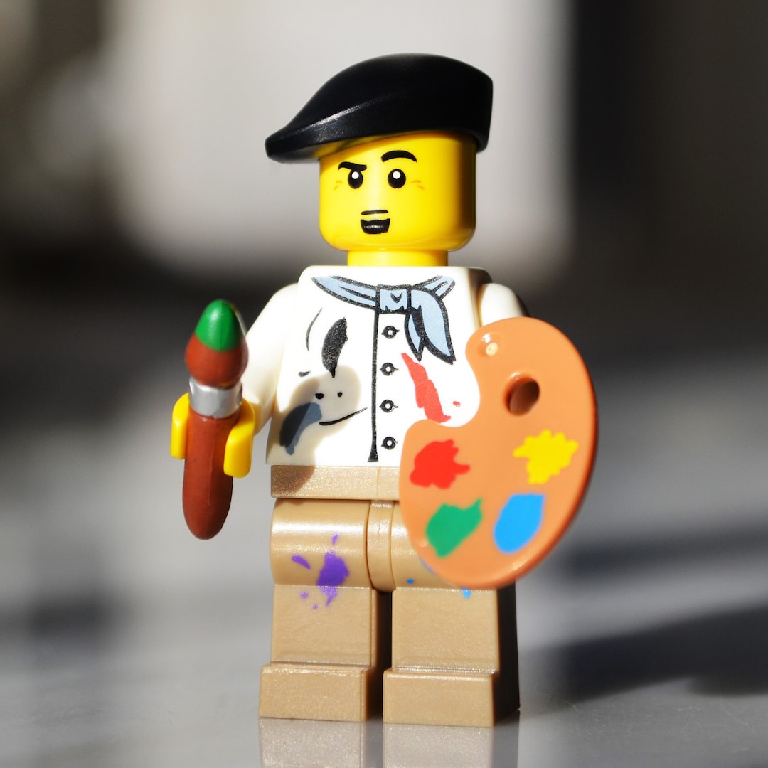 Artist Genuine LEGO® Minifigure / With Paint Brush & Palette / Painter ...