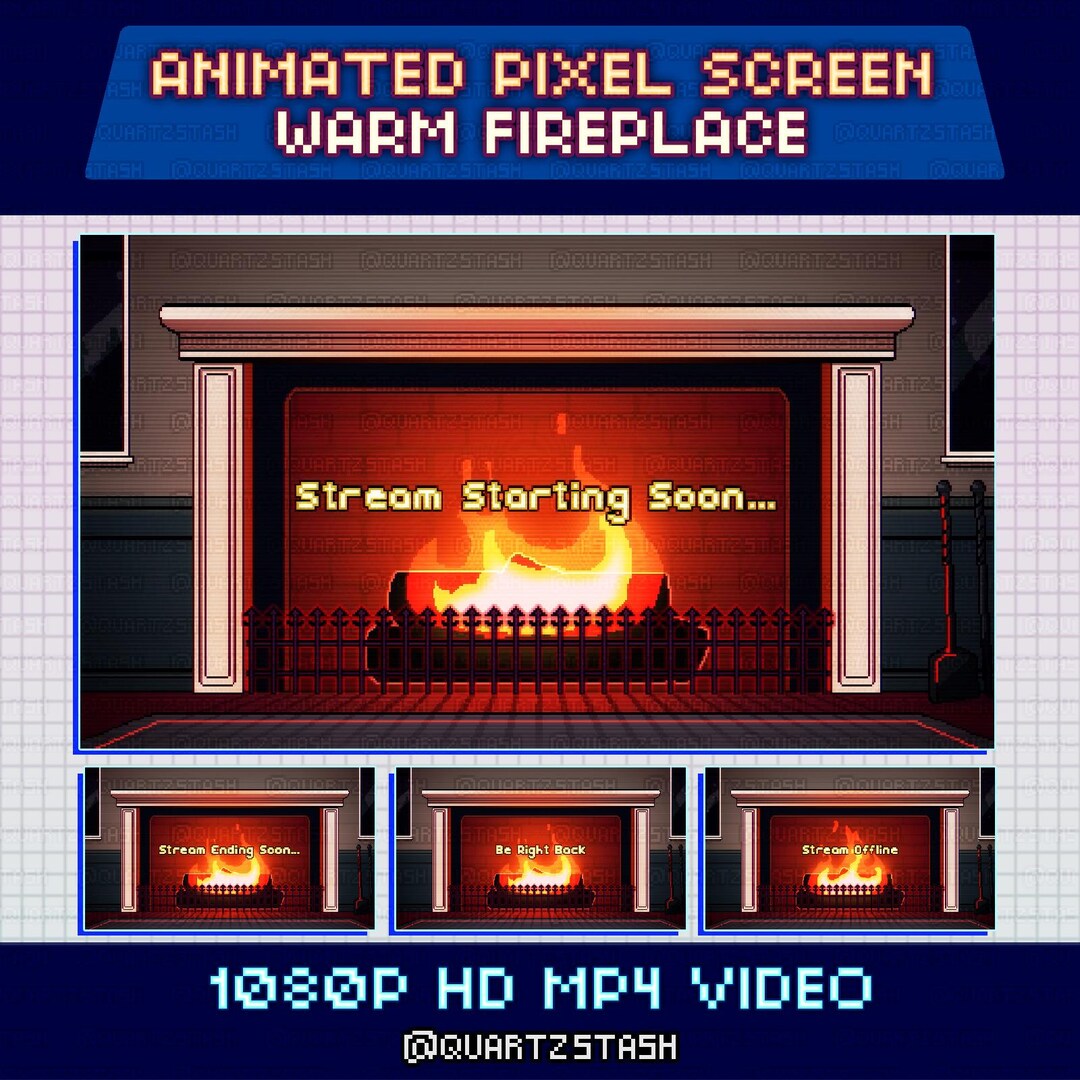 Animated Pixel Fireplace Scenes, Twitch Overlay Screens, Cozy Fire ...