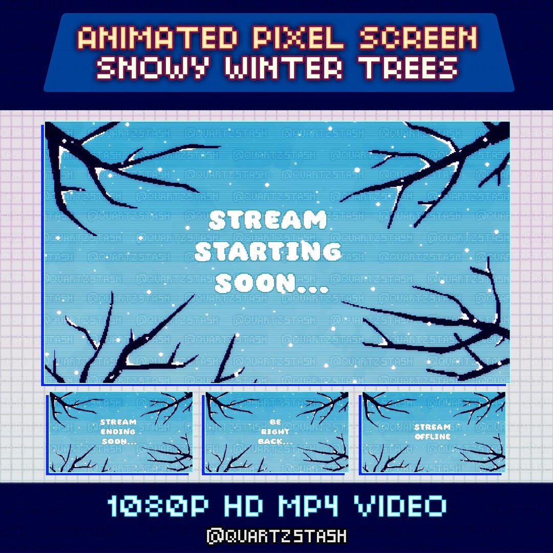 Animated Pixel Tree Scenes, Winter Overlay Screens, Twitch Snow ...
