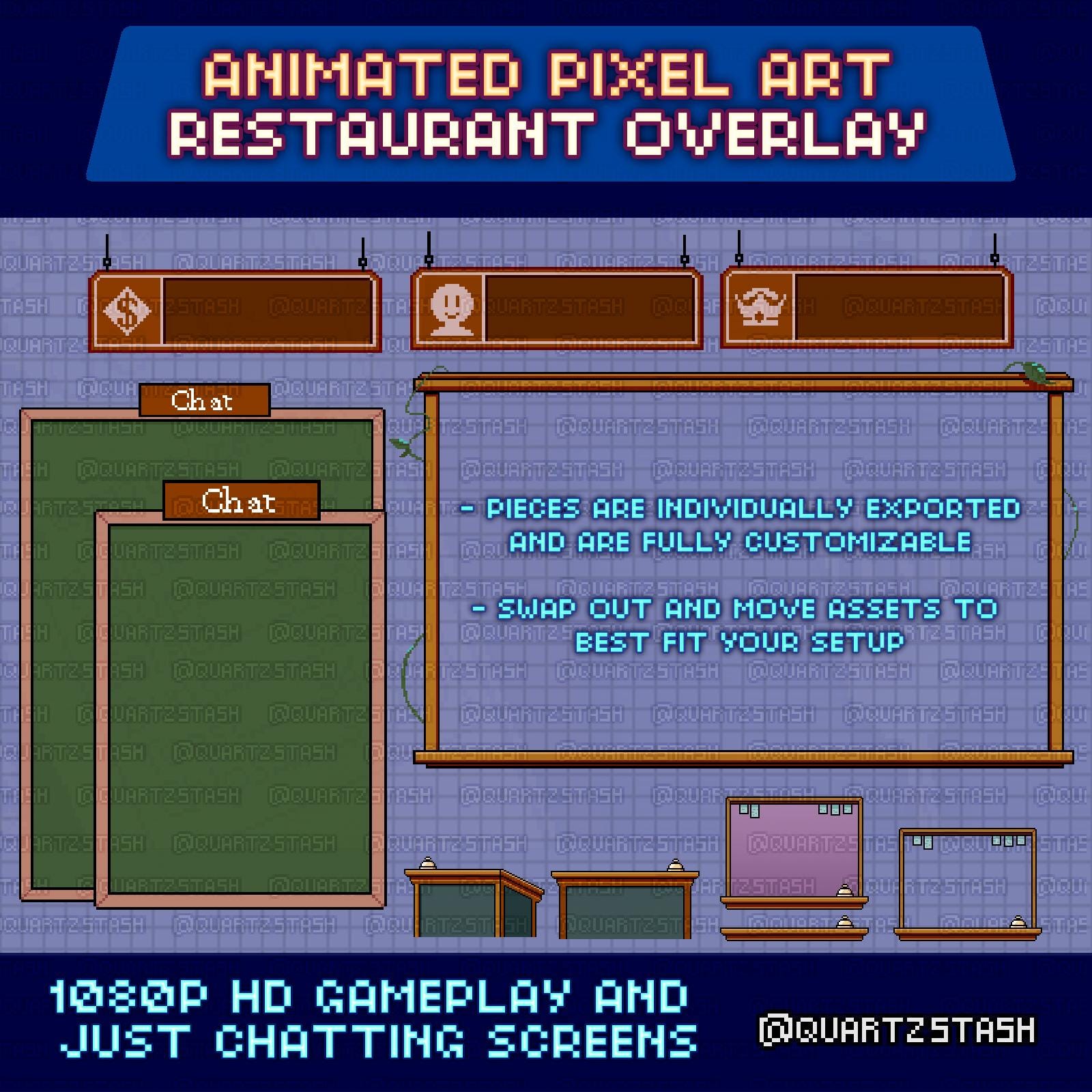 Animated Pixel Restaurant Overlay, Fully Customizable Retro Diner Scene ...