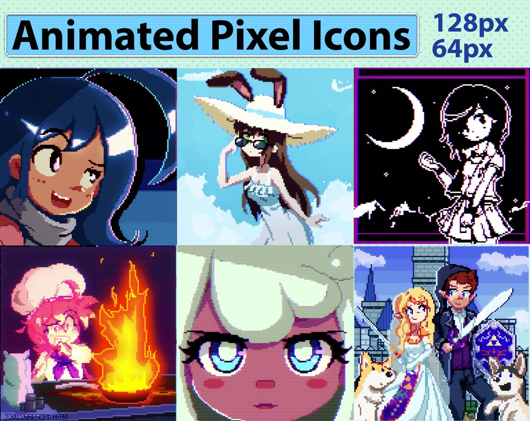 Retro Pixel Art Animation, Custom Icon Commission, 64px and 128px ...