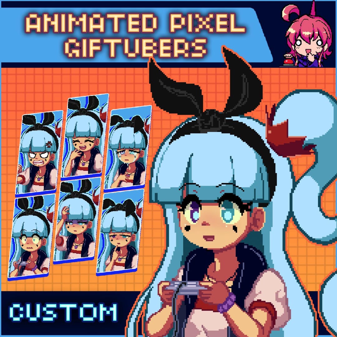 Animated Pixel Giftuber Commissions, Retro Pngtuber Stream Avatar ...