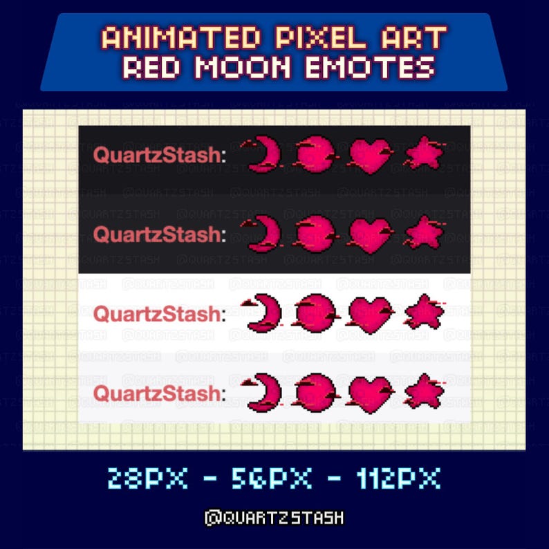 Animated Pixel Moon Emotes, Blood Red Planets, 16bit Game Icons, Retro ...