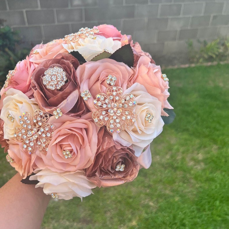 Rose Gold Blush and Champagne Bouquet - Etsy