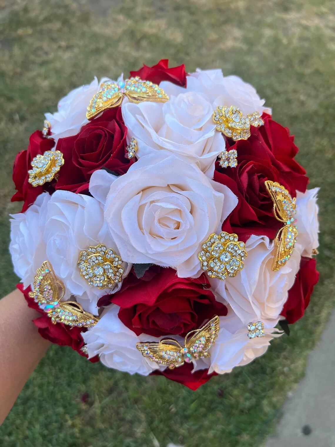Red and Ivory Bouquet - Etsy