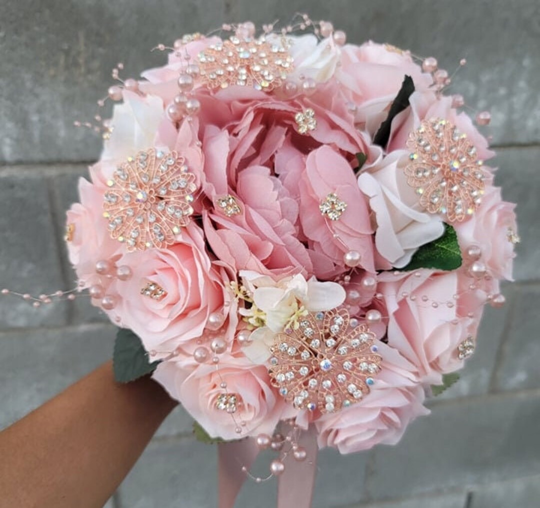 Blush, Ivory and Rose Gold Bouquet - Etsy